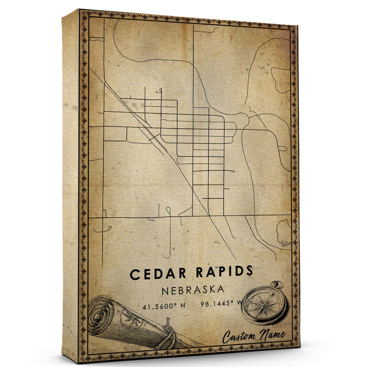 Cedar Rapids Map Poster, Nebraska Map Art Poster, Canvas, Cedar Rapids ...