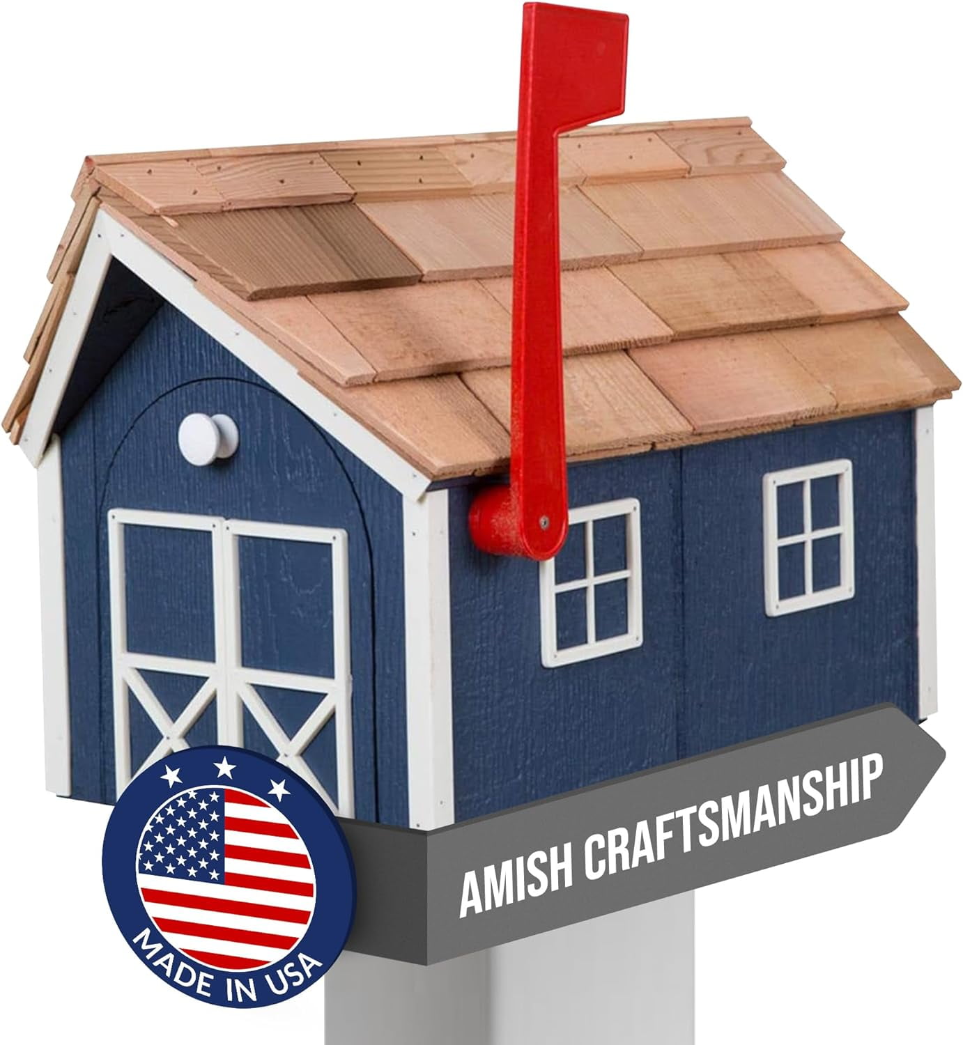 Cedar Roof Wooden Mailbox with Window Door Trim, Handcrafted Mailboxes ...