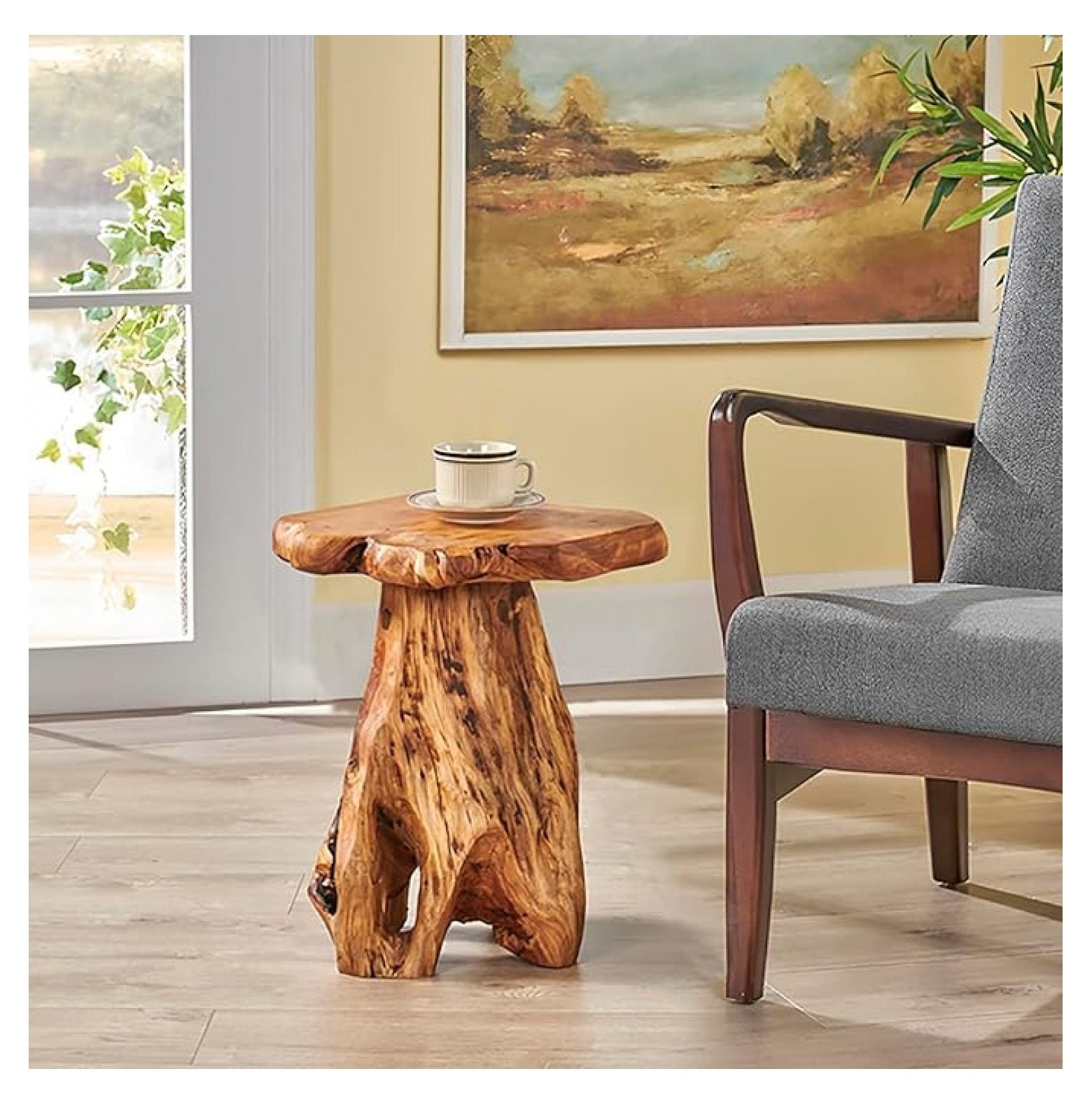 Cedar Roots Plant Stand Tree Stump End Table 13.5" x 16" x 19" H Wooden ...