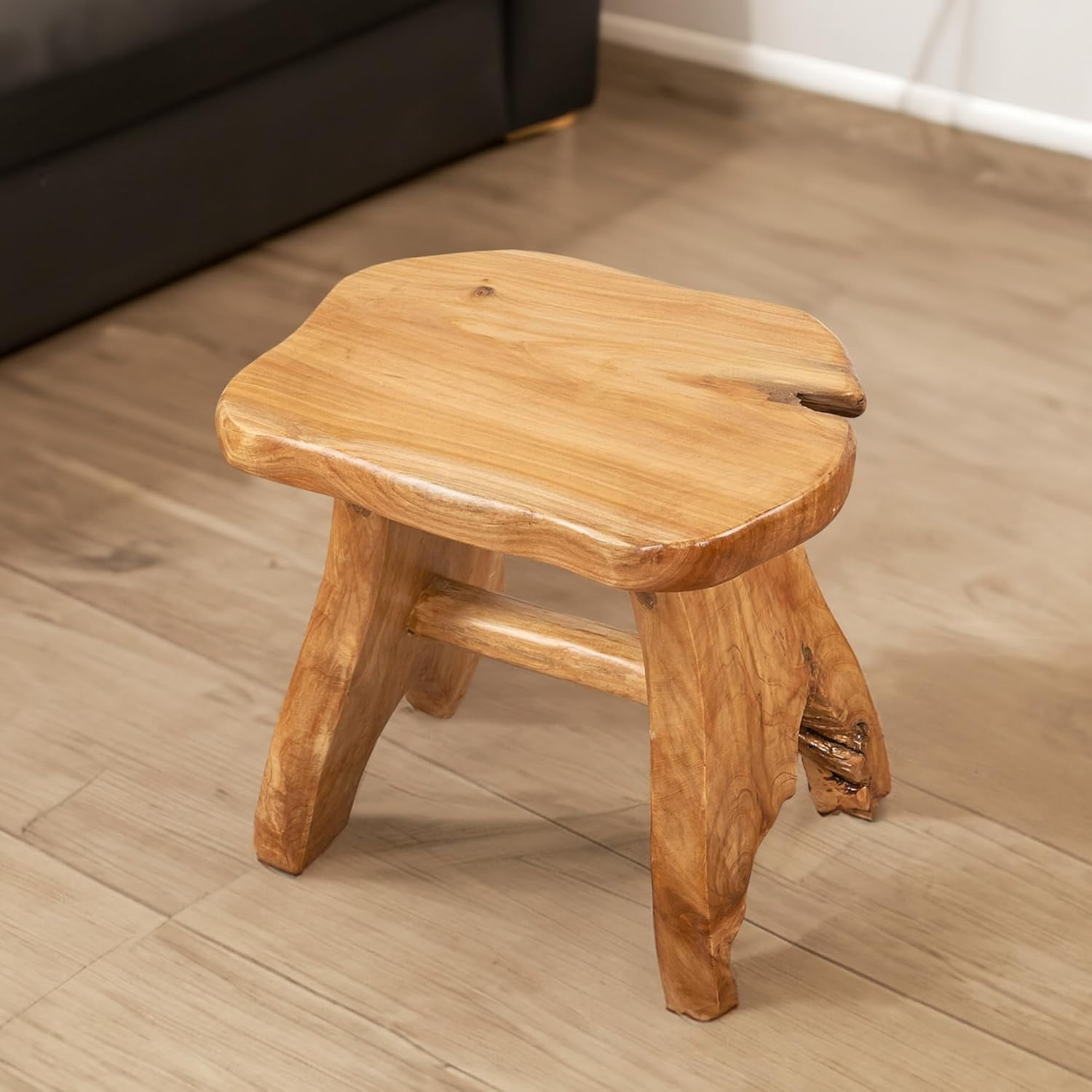 Cedar Roots Stool Naturally Shaped A-Leg, Medium, 15" x 12" x 13.8" H Wood Stump Side Table ...