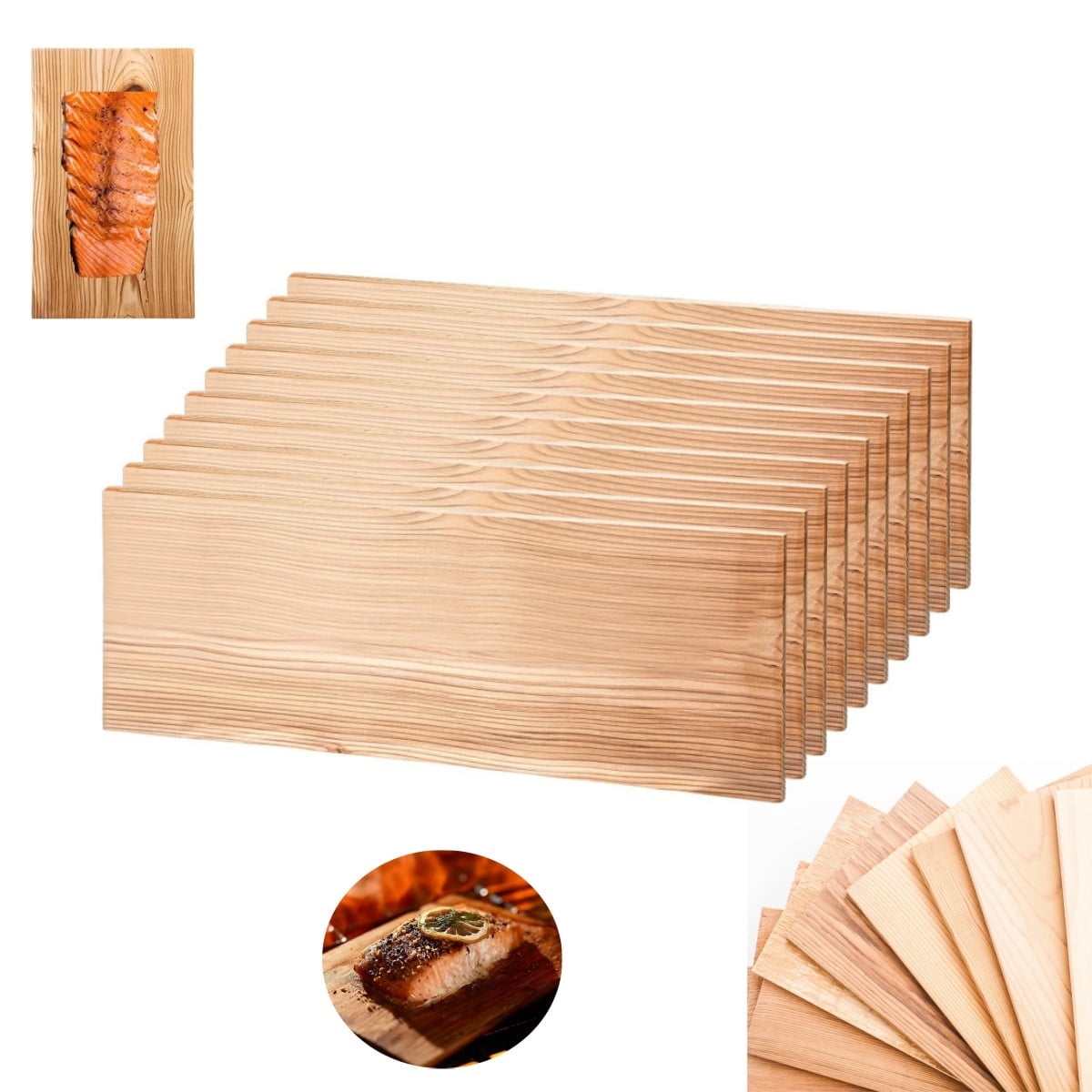 Cedar Salmon Grilling Planks,QZS Portable Cedar Planks for Home,12x5.7x0.3In,Adding Extra Flavor ...