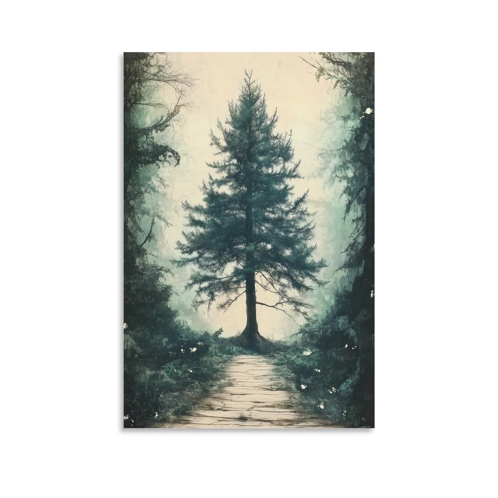 Cedar Tree Mural Room Aesthetic Poster Print Art Wall Painting Canvas ...