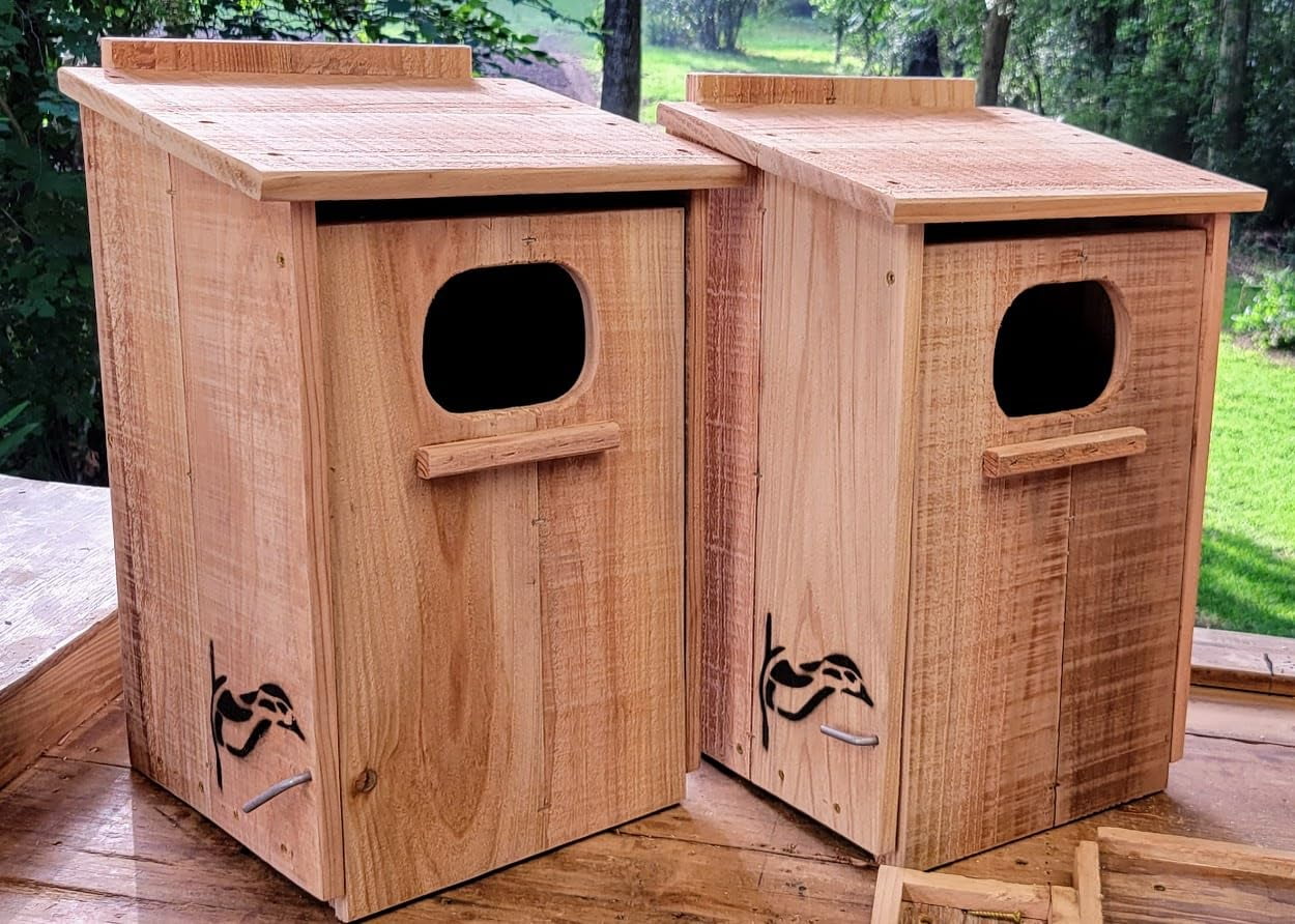Cedar Wood Duck Nesting Houses 2 Pack, Wood Color, Swing-Open Design ...