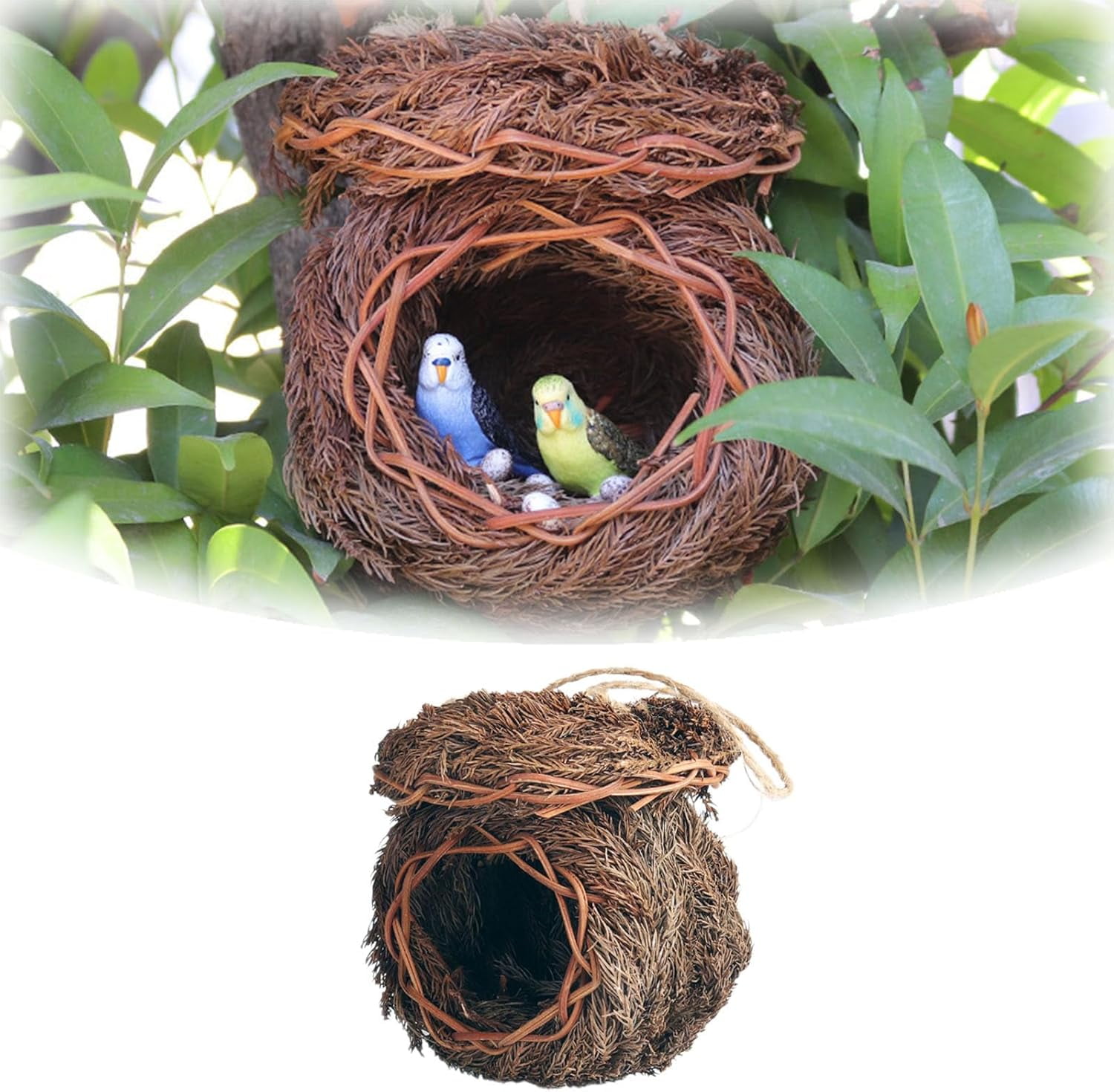 Cedar Woven Hummingbird House, Natural Wood Woven Hanging Bird Nest ...