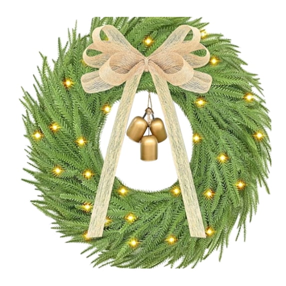 Cedar Wreath Natural Needle Design Yellow Bow Durable Polyester for ...