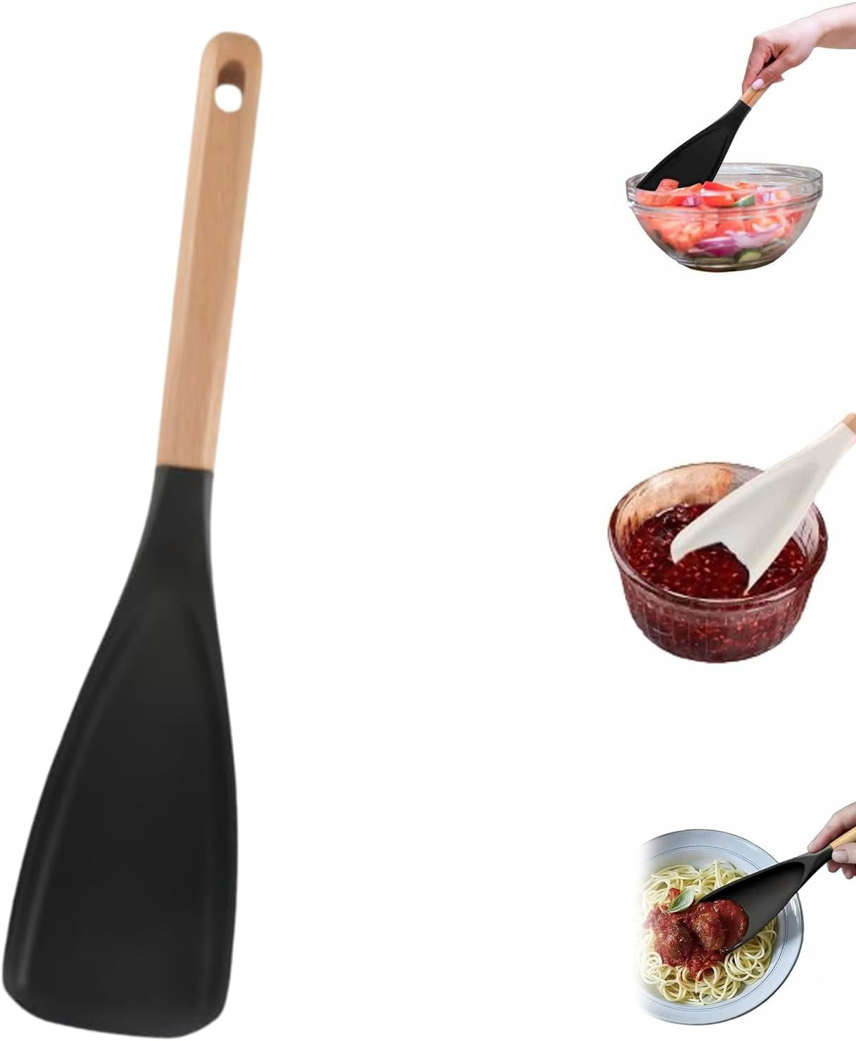 Cedar and Ash Multifunction Spoon, Silicone Nonstick Pan Cooking Spoon ...