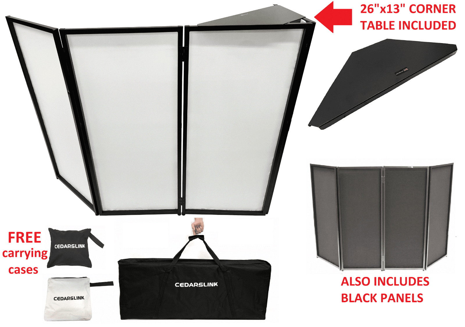 CedarsLink DJ Event Facade White/Black Scrim Metal Frame Booth W/Corner Table - Walmart.com