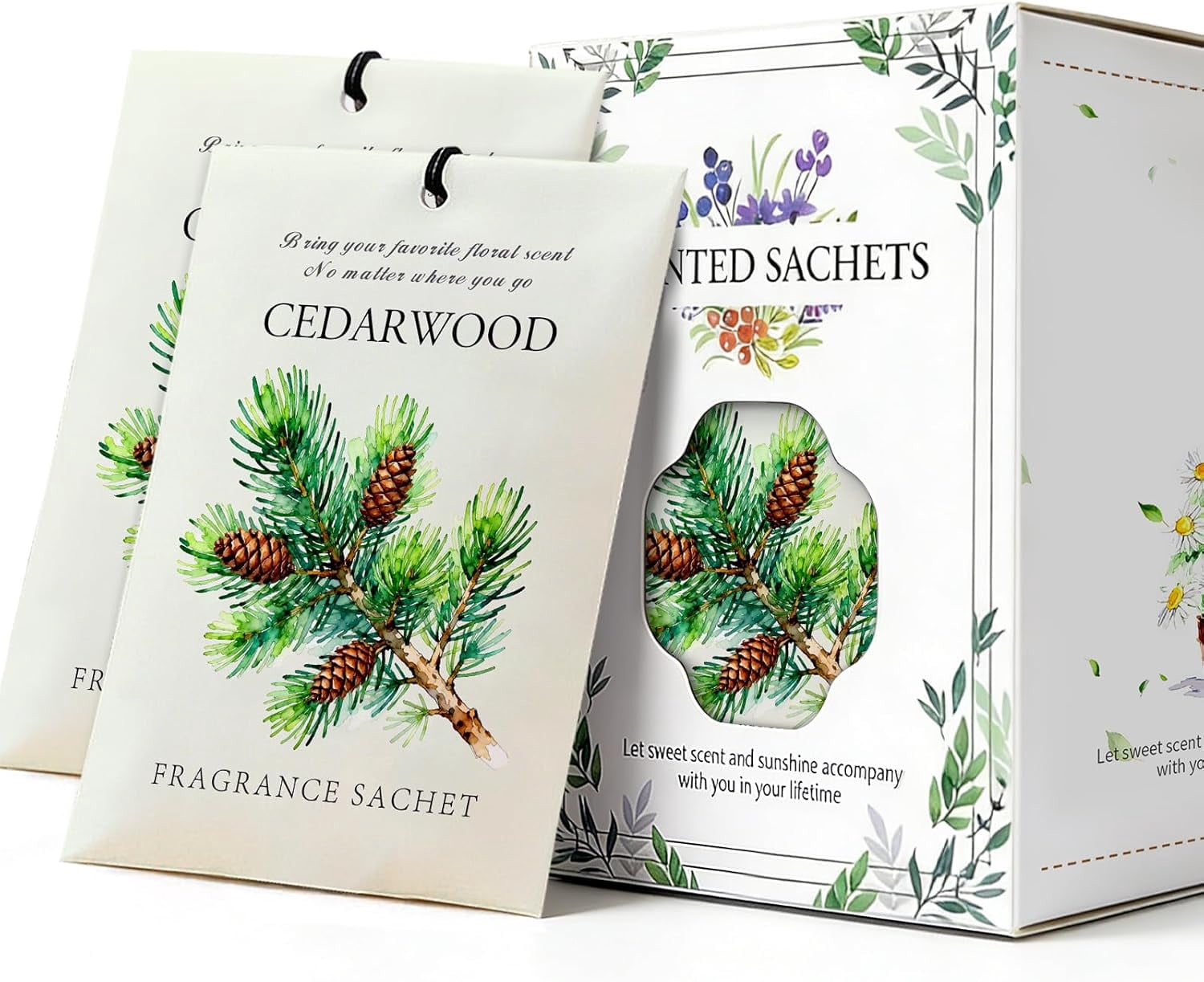 Cedarwood Scented Sachet Bags - 12 Pack Drawer & Closet Freshener, Long ...
