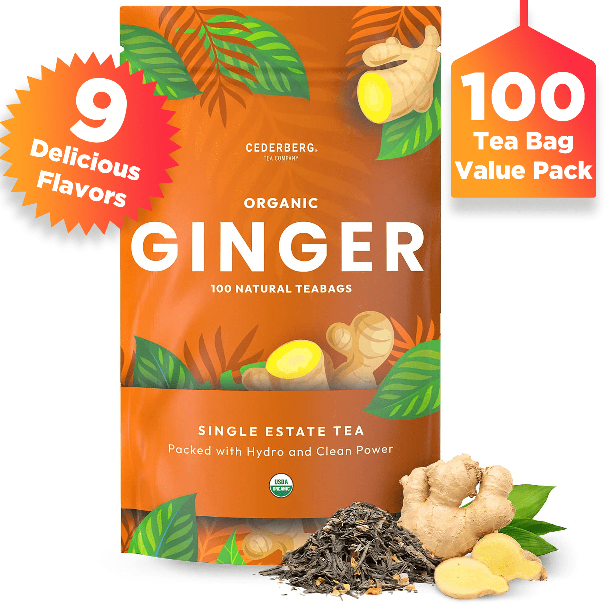 Cederberg Tea Company Organic Ginger Tea Bags -100 | Caffeine Free ...