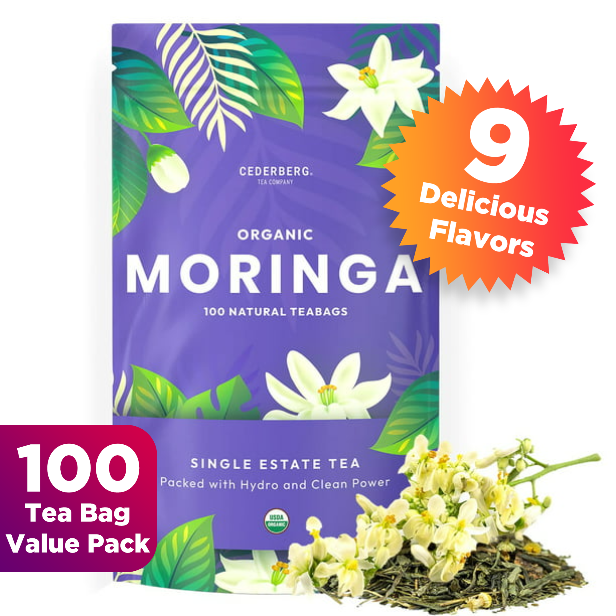 Cederberg Tea Company Organic Moringa Tea Bags -100 | Caffeine Free ...