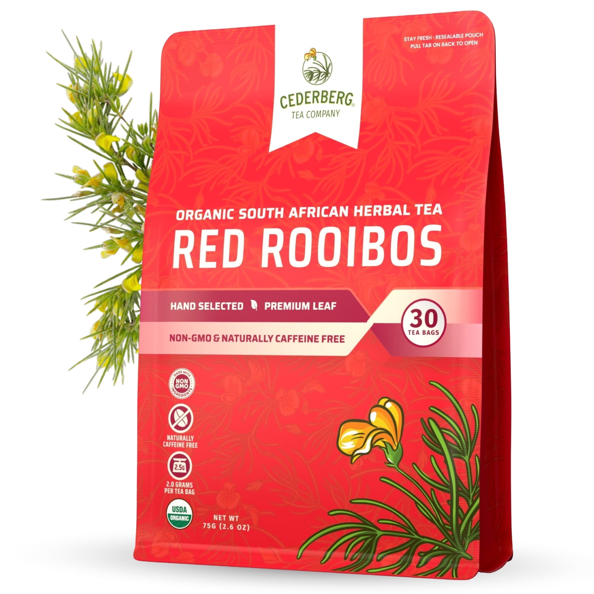 Cederberg Tea Company Red Rooibos Tea Bags USDA Certified South African Organic Herbal Tea ...
