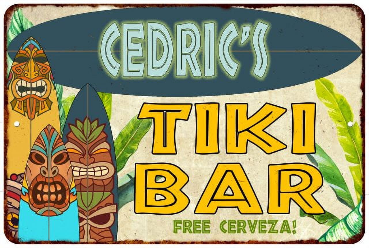 Cedric's TIKI BAR Island Sign Metal Wall Decor 8 x 12 High Gloss Metal ...