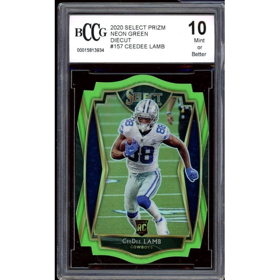 CeeDee Lamb RC 2020 Select Prizm Neon Green DC #157 BGS BCCG 10 ...