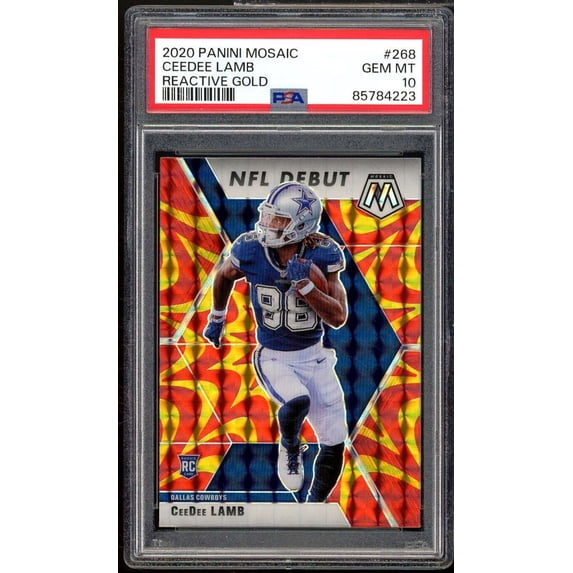CeeDee Lamb Rookie Card 2020 Panini Mosaic Reactive Gold #268 PSA 10 ...