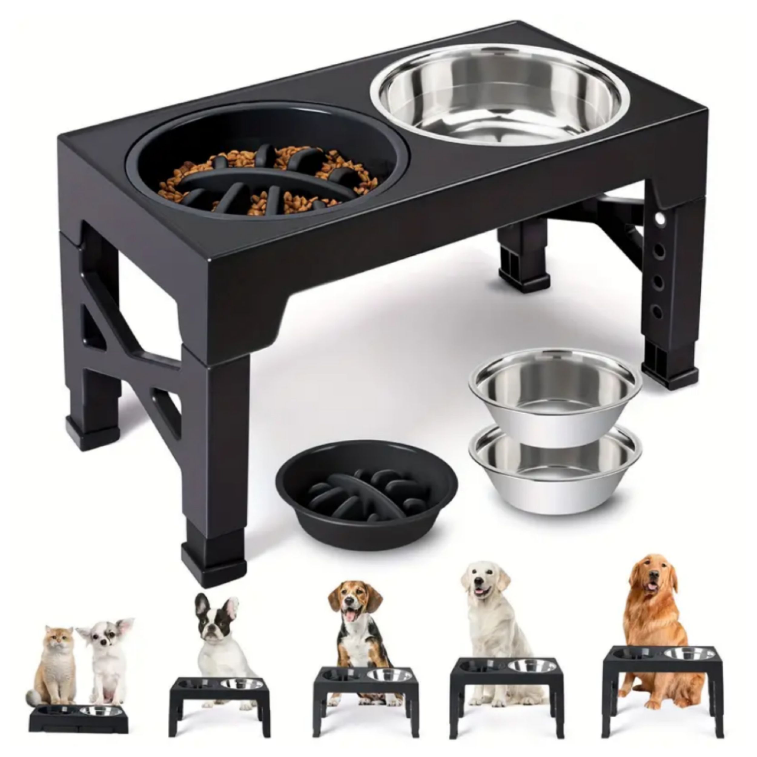 Ceenwes The height-adjustable pet high stand dog bowl with 5 adjustable ...