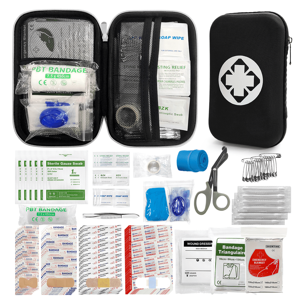 Ceeport 215Pcs Small Travel First Aid Kit Supplies for Business, Black ...