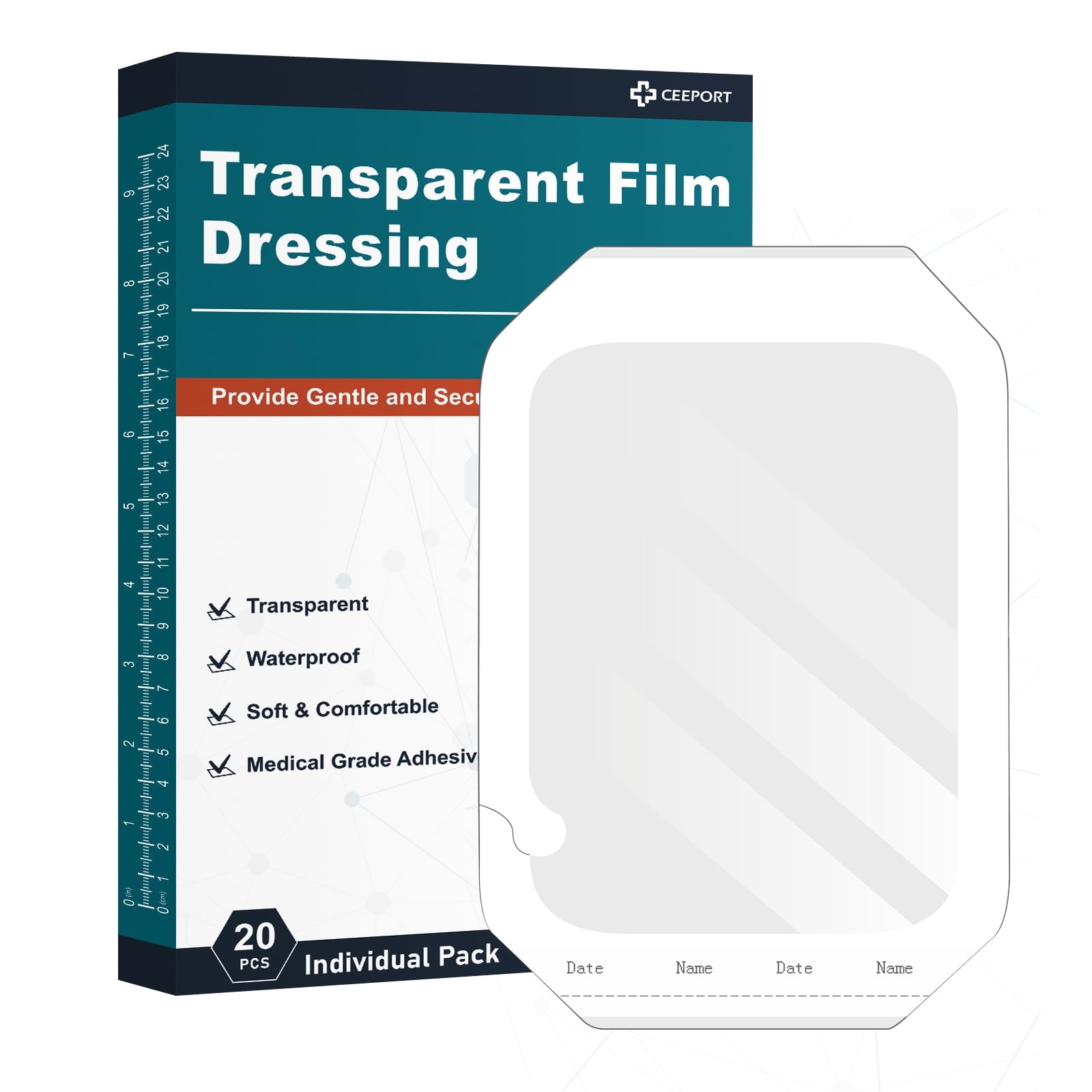 Ceeport Transparent Film Dressing 6'' x 8'', 20 Packs Waterproof Wound ...
