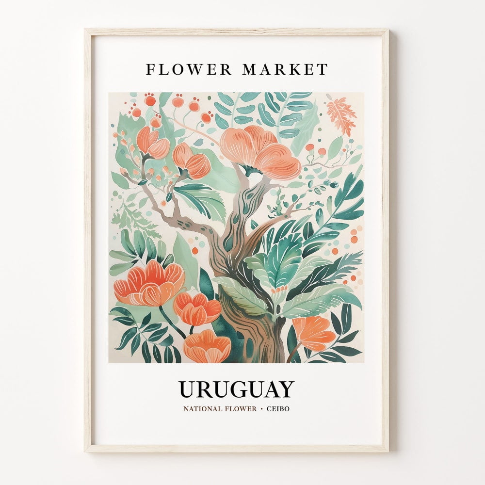 Ceibo Flower Art Print, Uruguay National Flower, Neutral Botanical ...