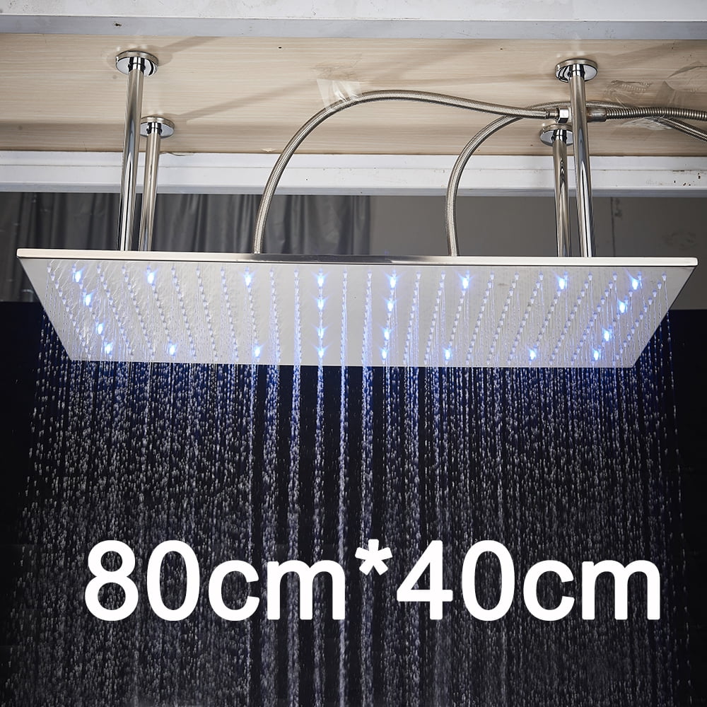 "Large Ceiling Mounted 32x16"" Square Shower Head with LED & High ...