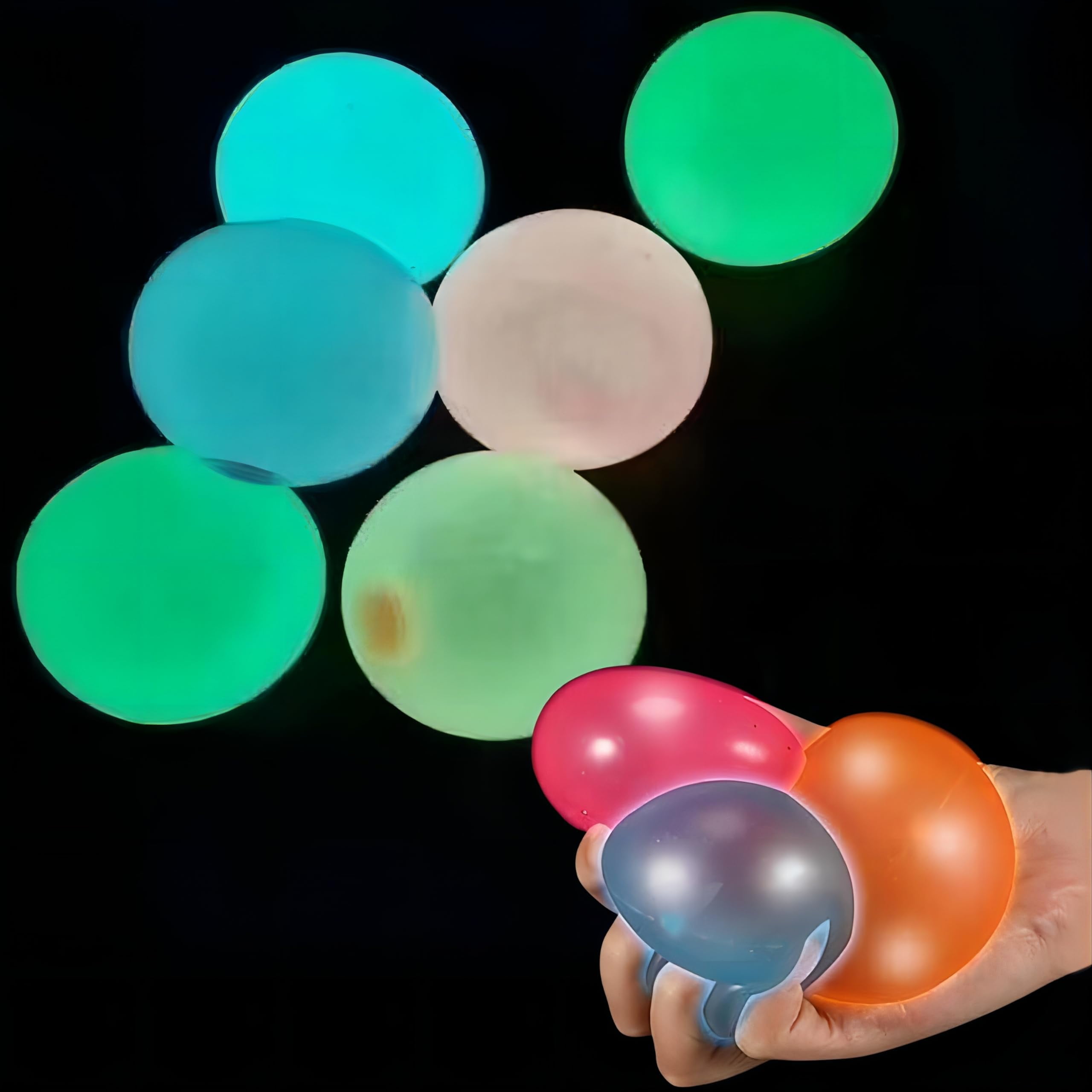 Ceiling Balls Glowing Sticky Balls, Stress Balls Glow in The Dark Toys ...