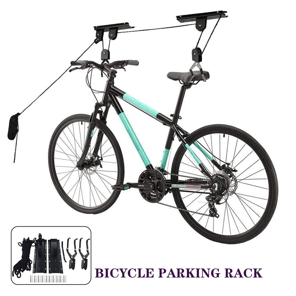 Ceiling Bike Hoist Lift System - Heavy Duty Pulley Rack for Mountain ...
