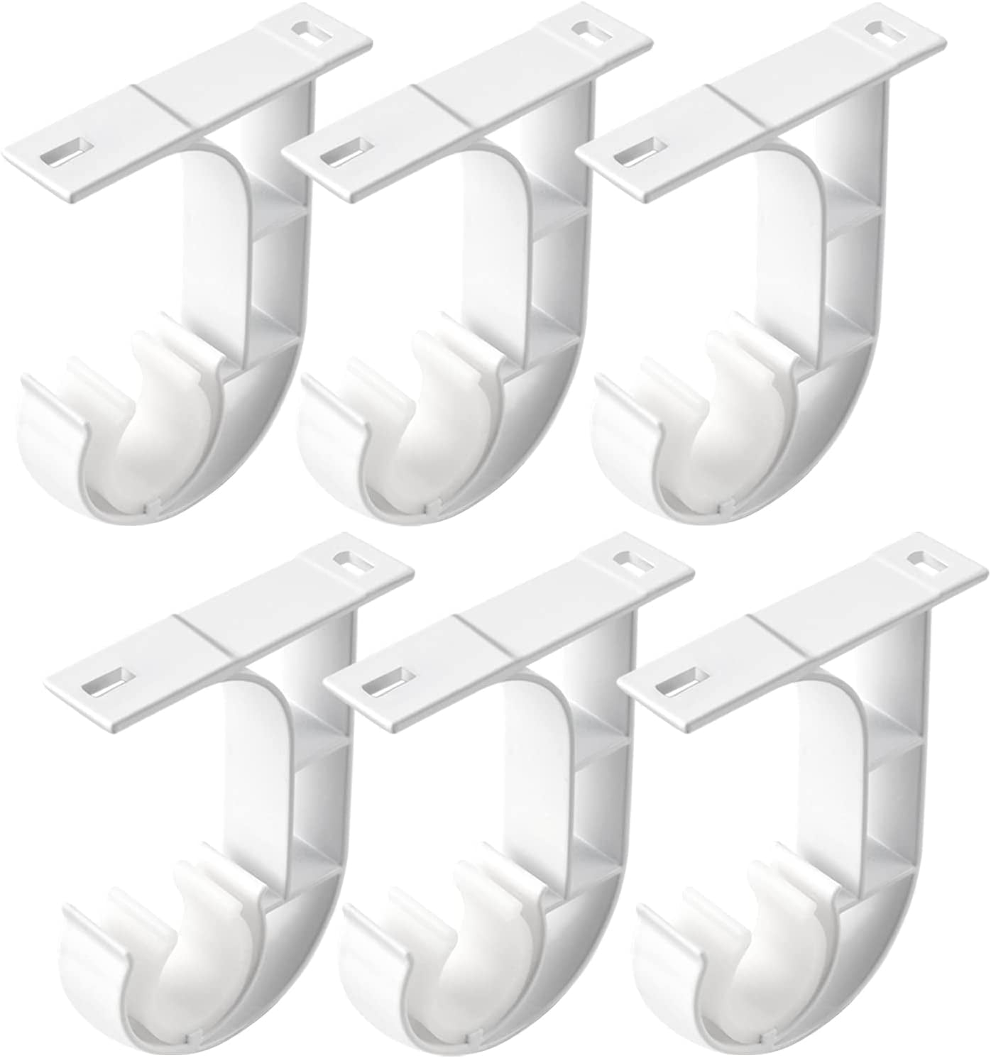 Ceiling Curtain Rod Brackets, White Curtain Rod Holder, 6 Pack Heavy ...