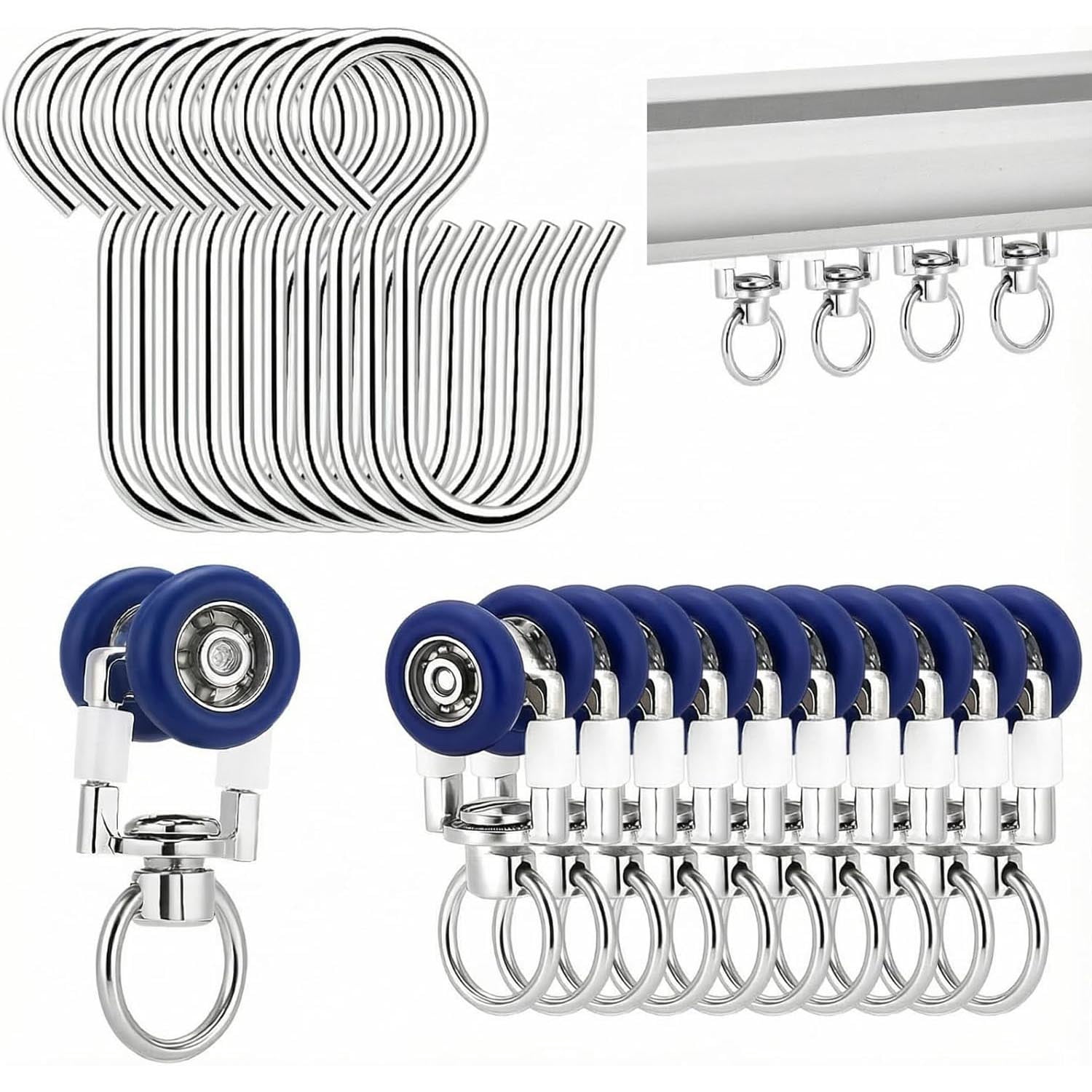 Ceiling Curtain Rollers with Mute Wheel Curtain Rail Pulleys Runners ...