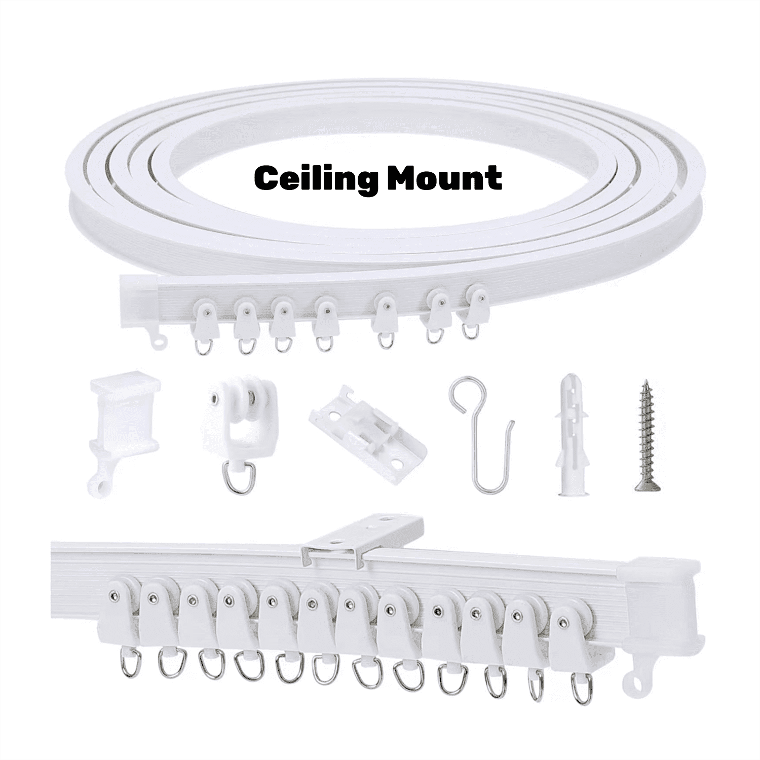 Ceiling Curtain Track 5m (16.4ft), Dingrich Flexible Bendable Curtain ...