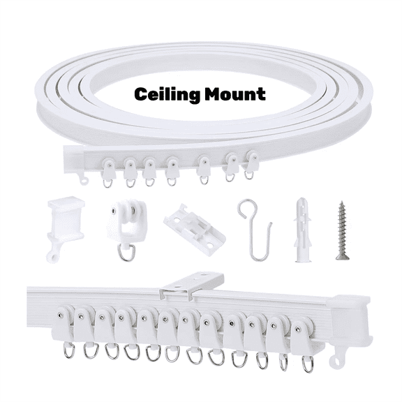 Ceiling Curtain Track – 5M Flexible Bendable Black Mount Rail for Room ...