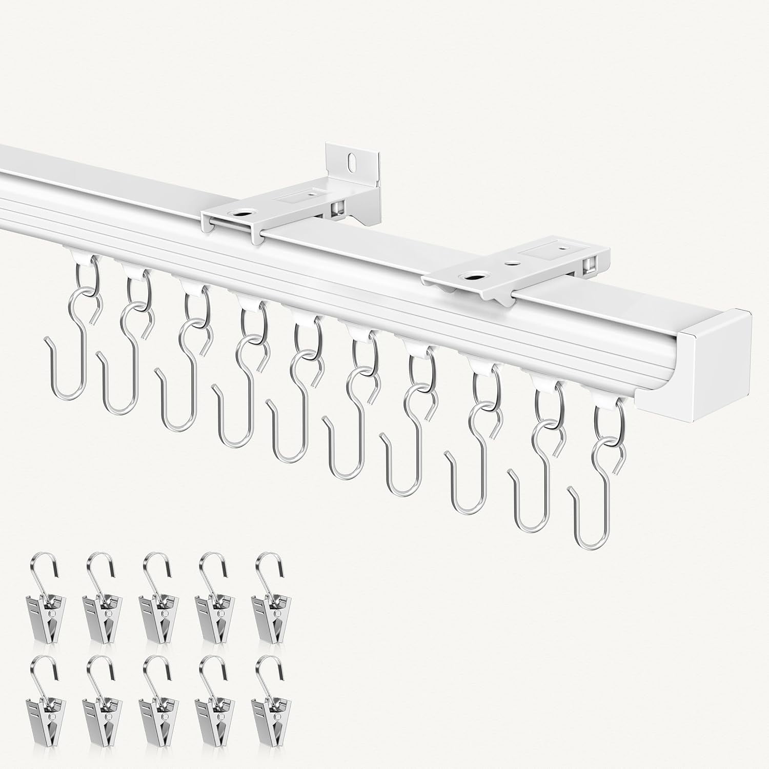 Ceiling Curtain Track 6–9 ft White - Heavy Duty Ceiling/Wall Mount ...