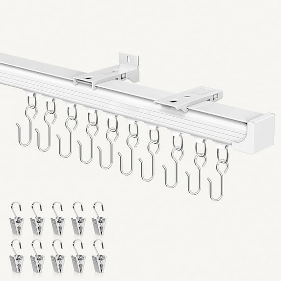Ceiling Curtain Track 6–9 ft White - Heavy Duty Ceiling/Wall Mount ...