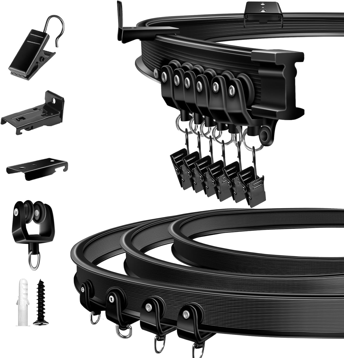 Ceiling Curtain Track Curved Curtain Rail Wall Mount Flexible Bendable ...