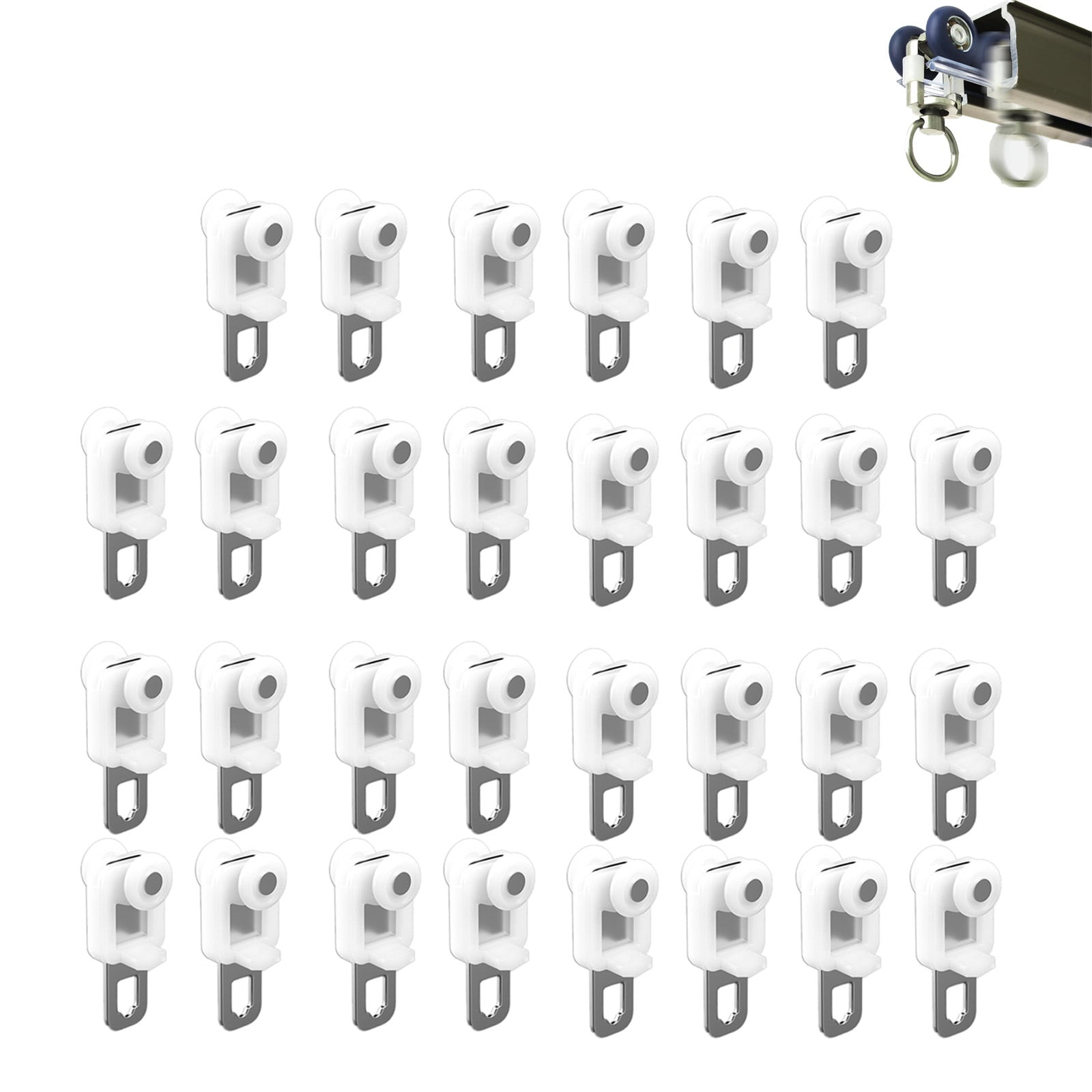 Ceiling Curtain Track Glider Hooks Silent Pulley Runners for Ceiling ...