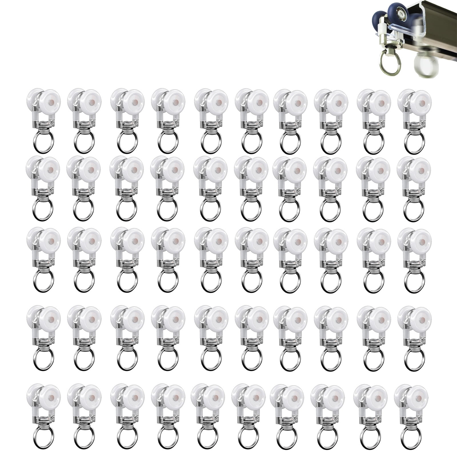 Ceiling Curtain Track Glider Hooks Silent Pulley Runners for Ceiling ...