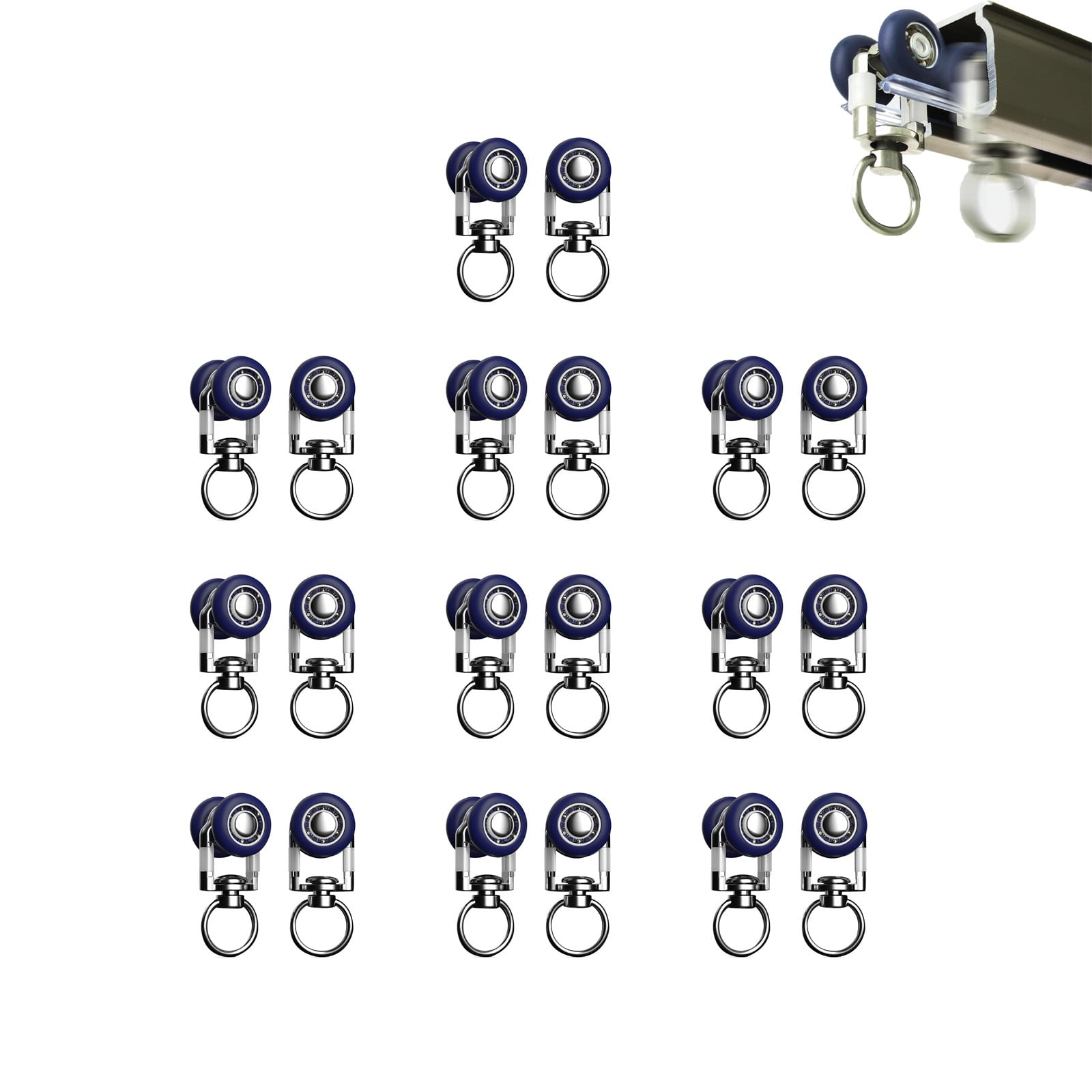 Ceiling Curtain Track Glider Hooks Silent Pulley Runners for Ceiling ...