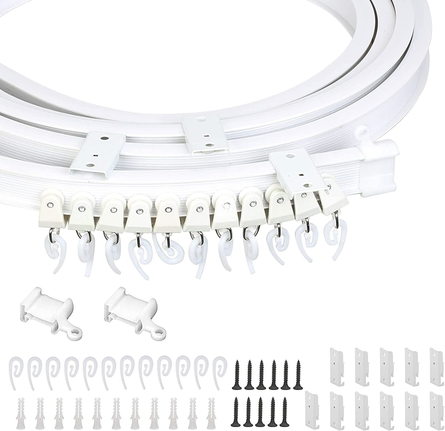 Ceiling Curtain Track Kit (91pcs) Includes 3m Flexible Curtain Track 11 ...