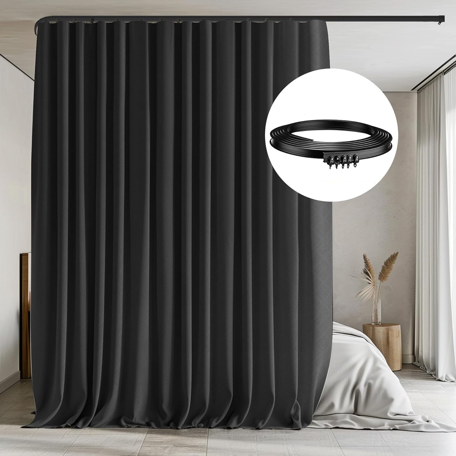 Ceiling Curtain Track Set - Room Divider, Flexible Track for Blackout ...