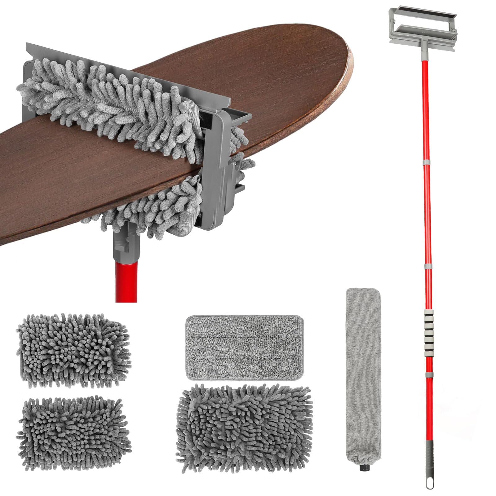 Ceiling Fan Cleaner Duster with 62.5'' Extension Pole，Car Wash Mop ...