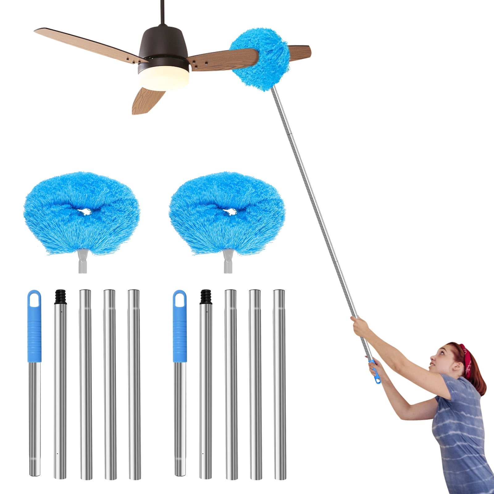 Ceiling Fan Cleaner Duster with 66.9 Inch Telescopic Handle Reusable ...