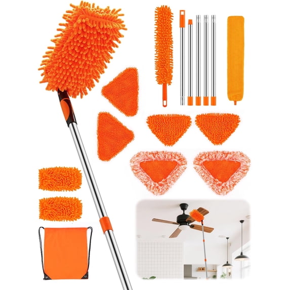 Ceiling Fan Cleaner Duster with 76" Extendable Long Handle,180? Wall ...