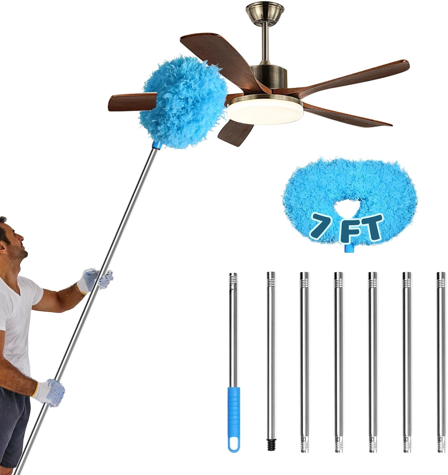Ceiling Fan Cleaner Duster - Adjustable Duster with Extension Pole ...