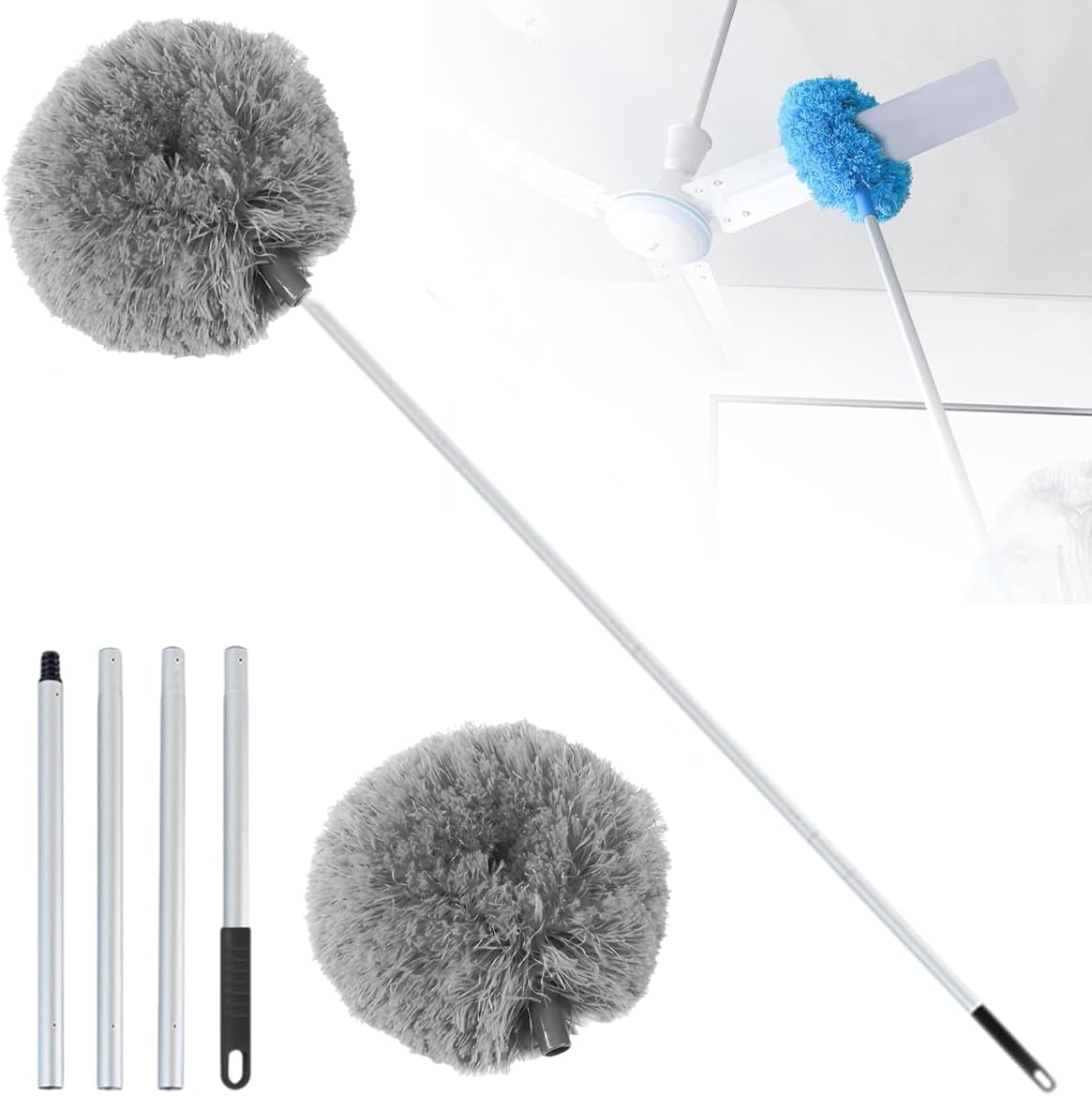 Ceiling Fan Cleaner Duster with Extension Pole, Microfiber Ceiling Fan ...