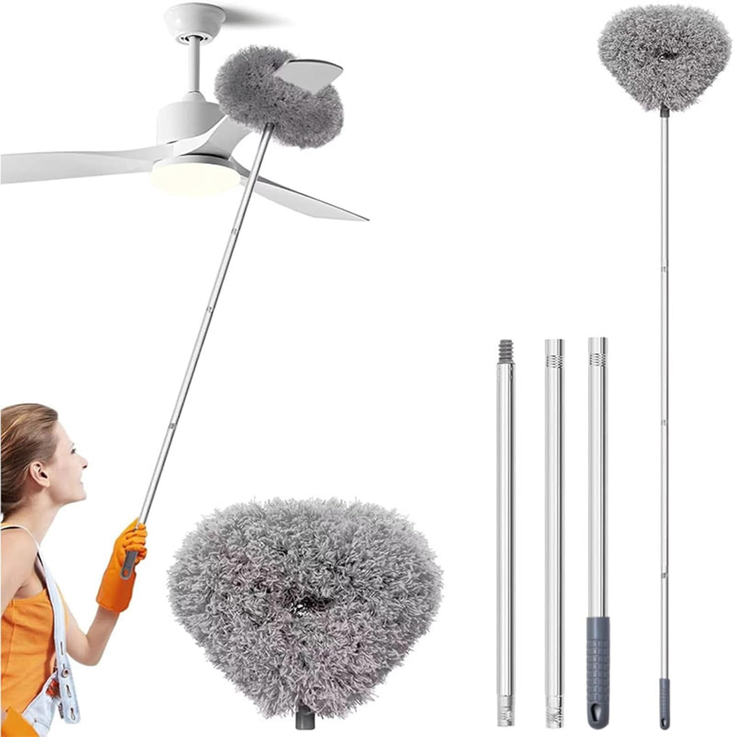 Ceiling Fan Cleaner Duster with Extension Pole,Microfiber Cleaning Tool ...