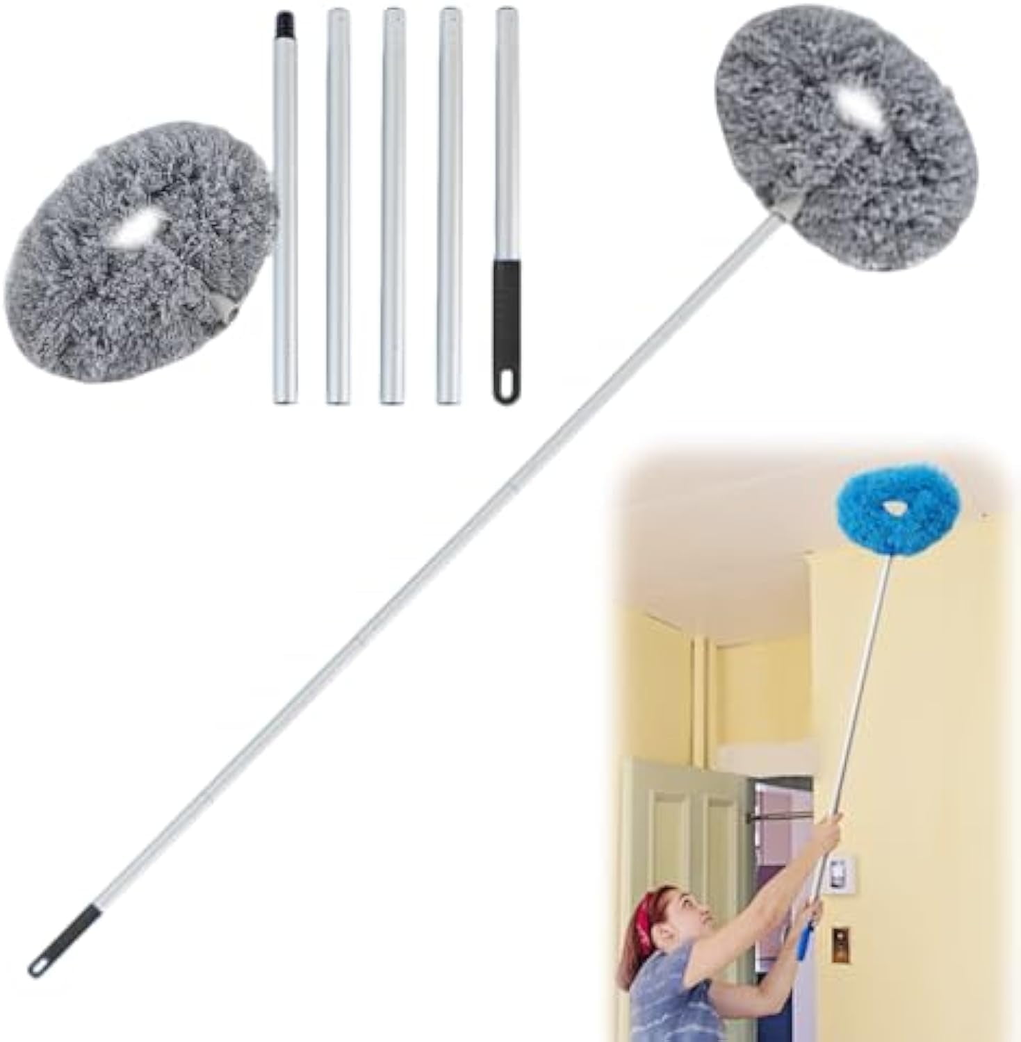 Ceiling Fan Cleaner Duster with Extension Pole, Reusable Microfiber ...