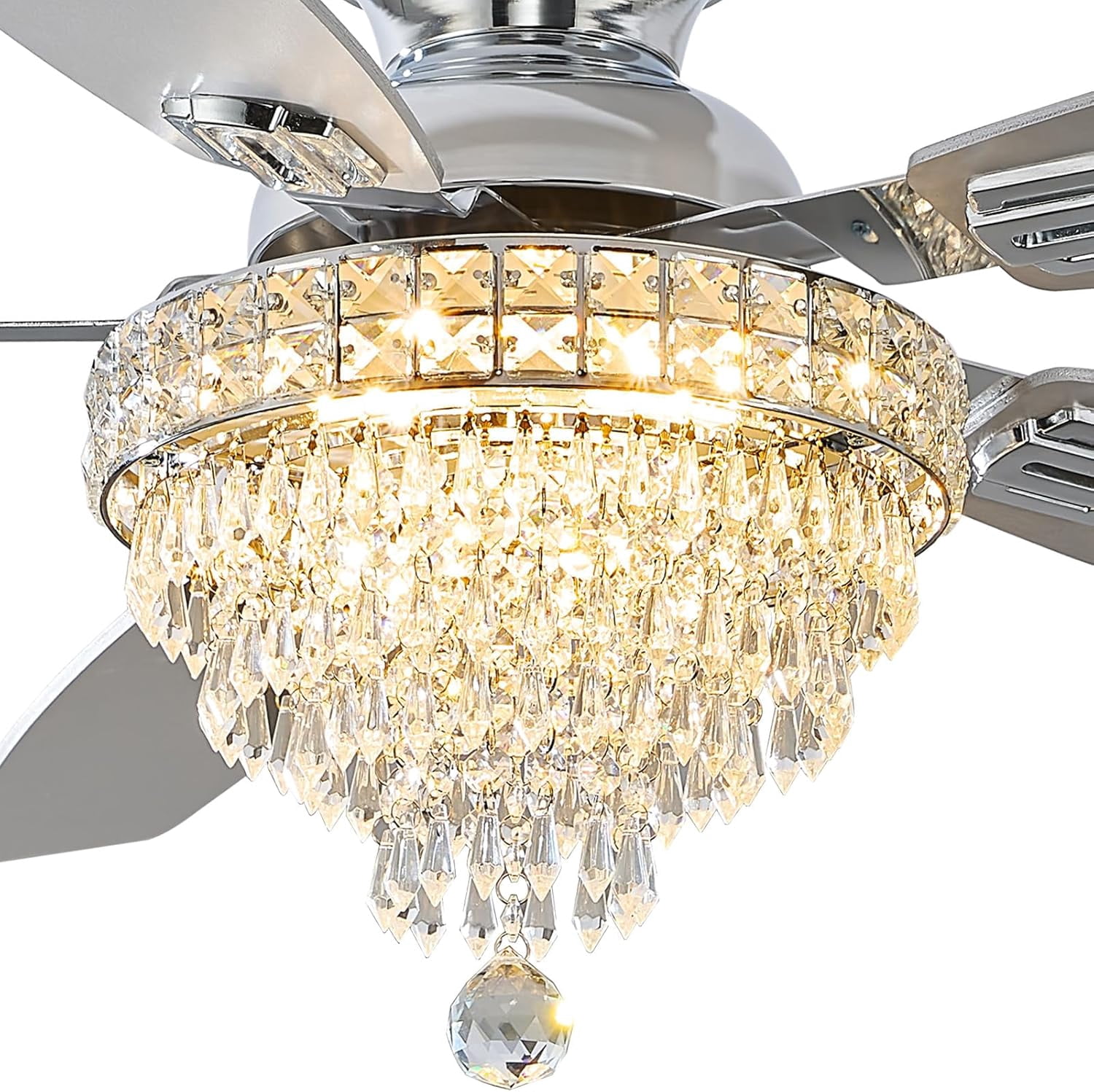 Ceiling Fan Fandelier with Lights-Ceiling Fans,50" Low Profile and ...