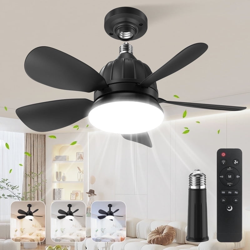 Socket Fan Light with Retome: 18'' Small Ceiling Fans with Lights, 2000 ...