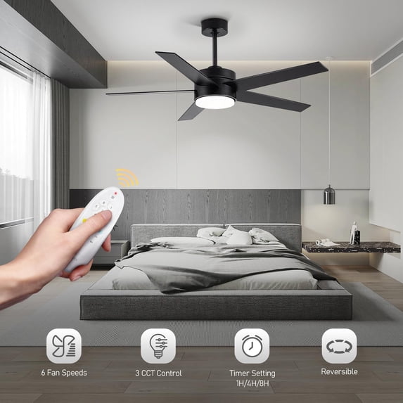 Ceiling Fan with Light, 52 inch Modern Ceiling Fan with Light and ...