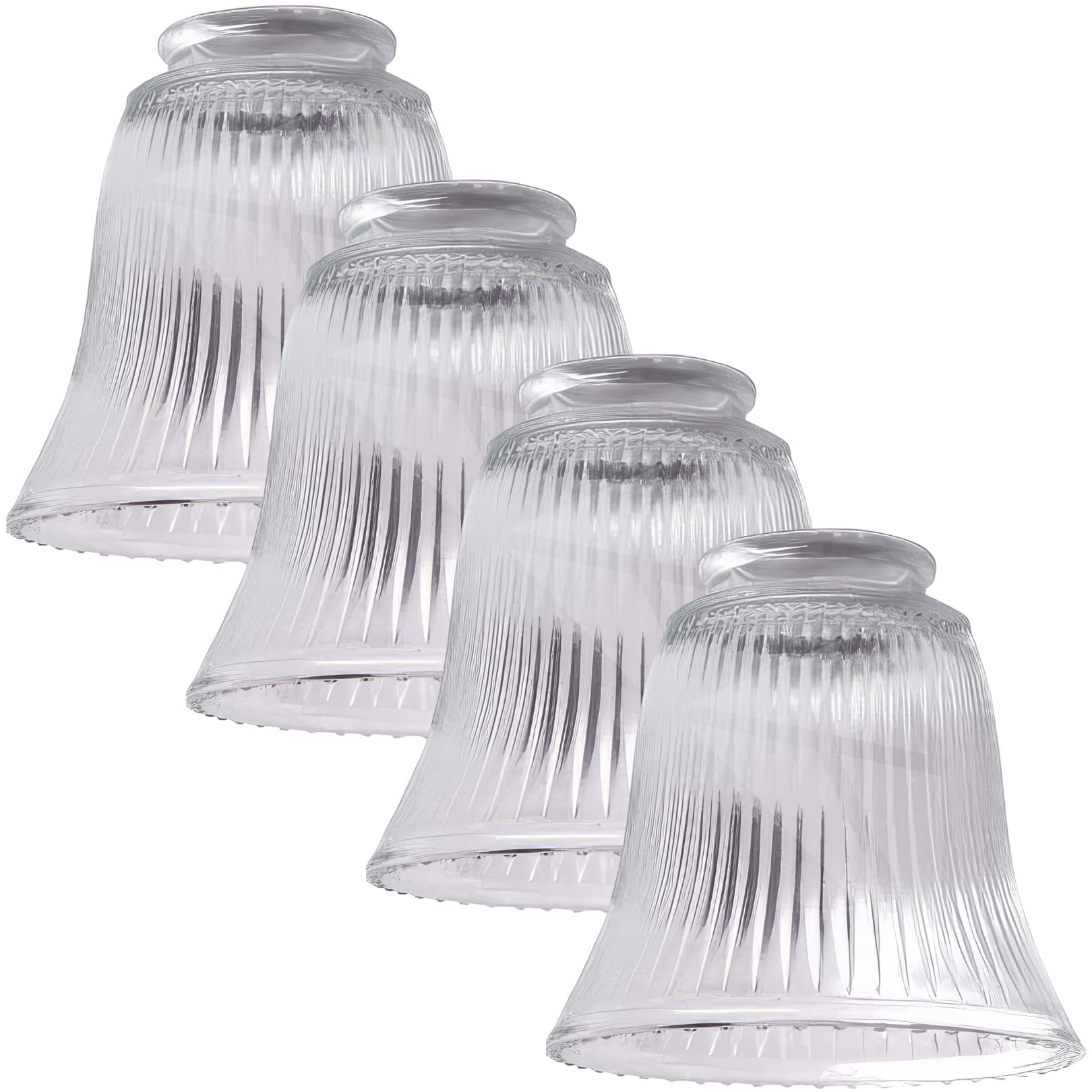LIGHTACCENTS Ceiling Fan Light Covers - Clear Ribbed Glass Ceiling Fan ...