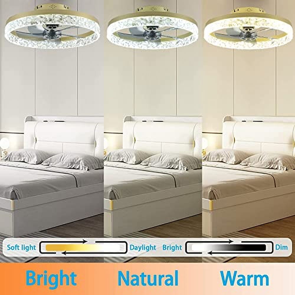 Ceiling Fan with Lights, Flush Mount Low Profile Fan Light LED Remote ...