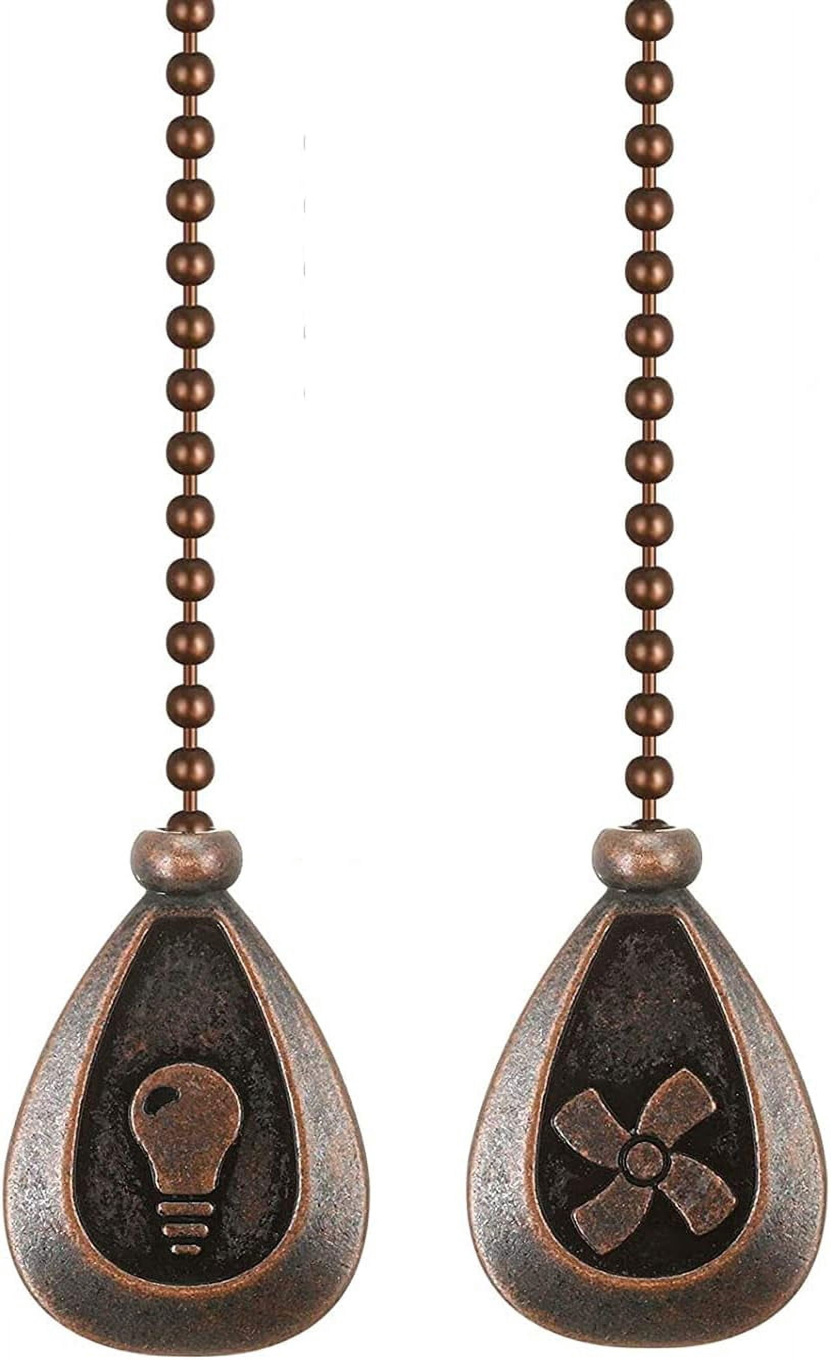 Ceiling Fan Pull Chain,2 Pieces Red Bronze Pull Chains Extension Fan ...